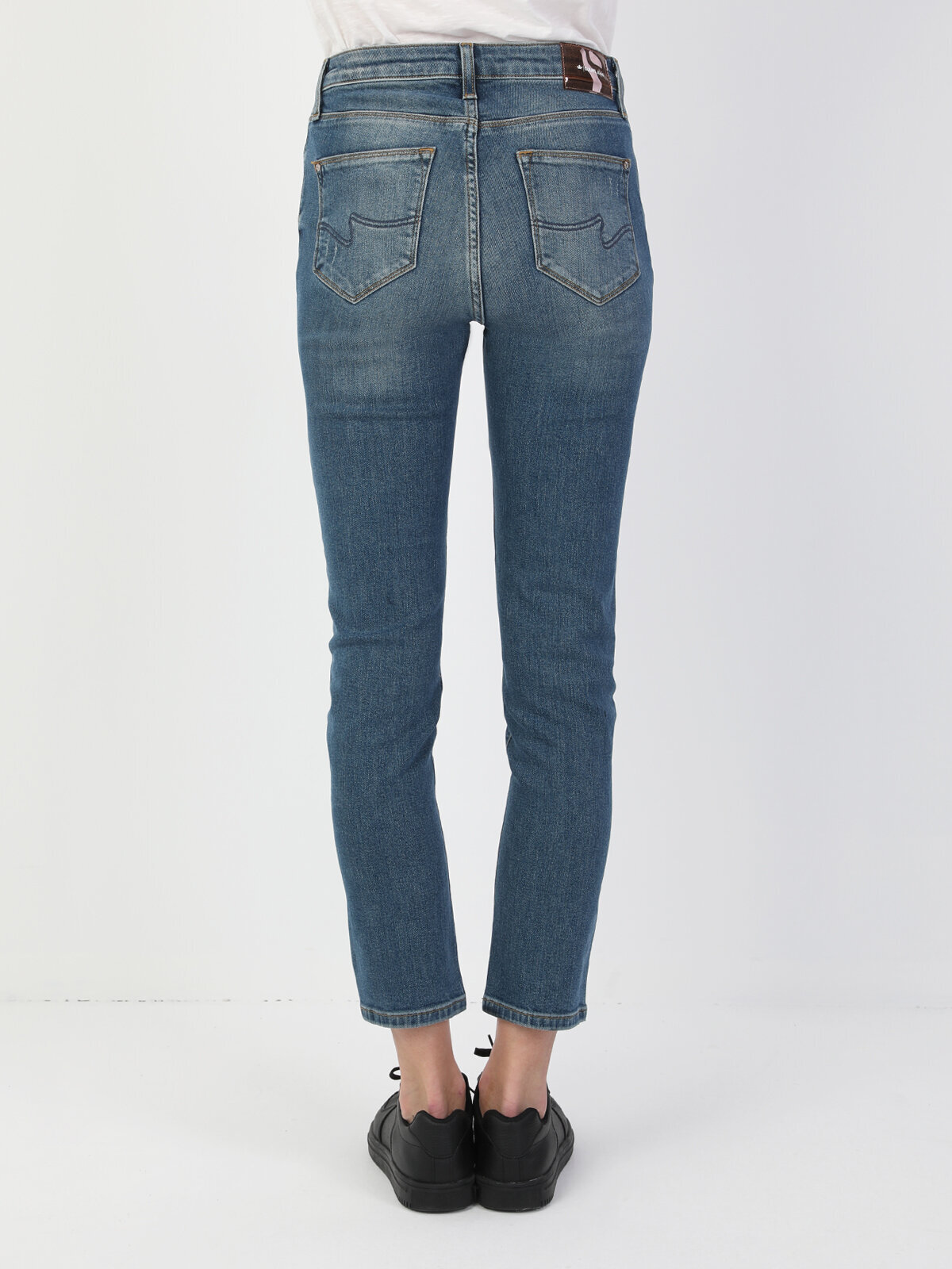 Colins - 703 Carla Orta Bel Düz Paça Slim Fit Mavi Kadın Jean Pantolon