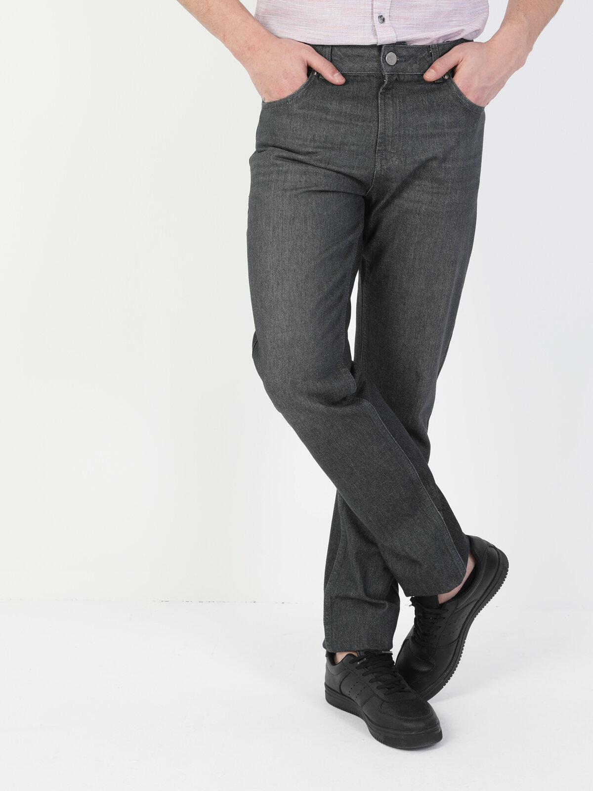 Colins - 044 Karl Düşük Bel Düz Paça Straight Fit Gri Erkek Jean Pantolon